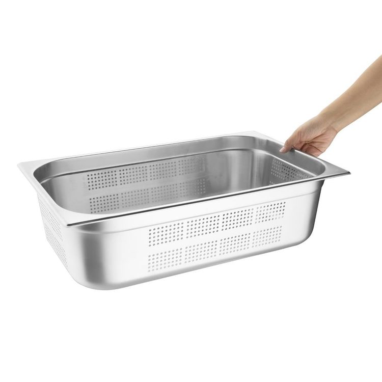 Vogue Stainless Steel Perforated 1/1 Gastronorm Tray 150mm only £22.70